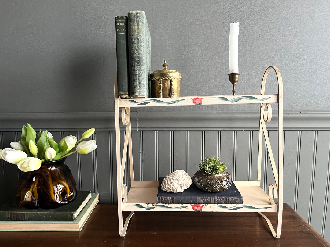 Beautiful Cottage Style Hand Painted Chippy Folk Art Metal Shelf - Etsy