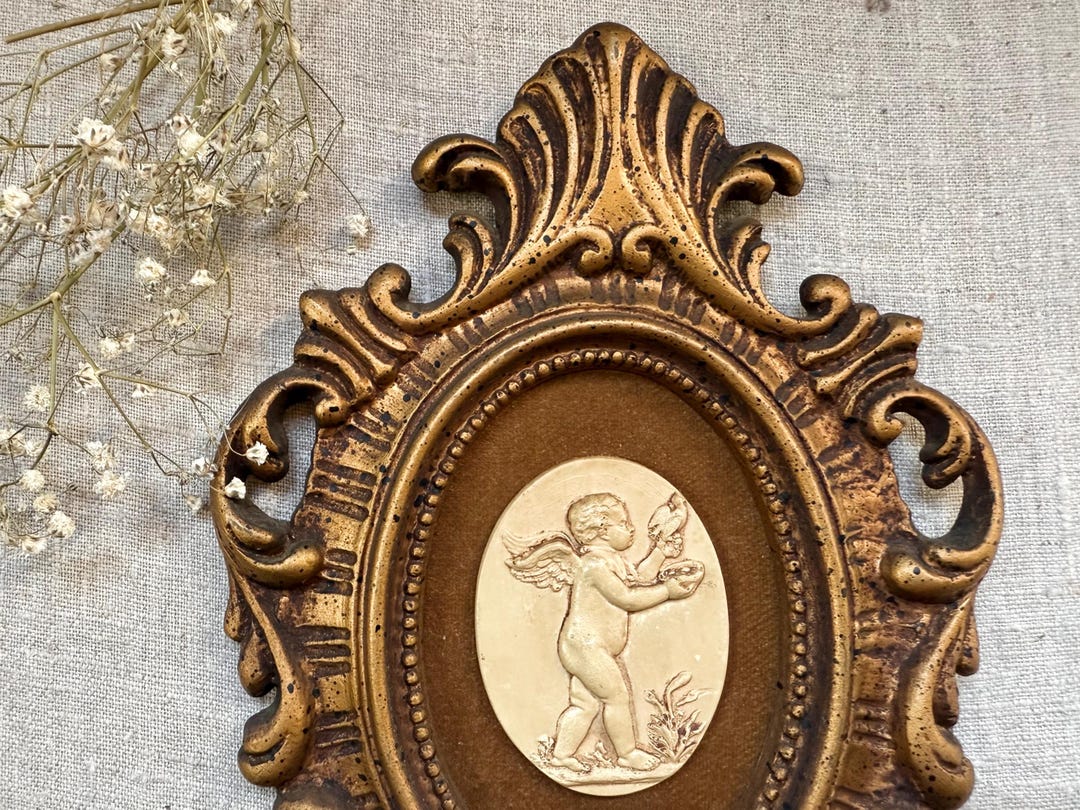 Beautiful Vintage Small Italian Syroco Ornate Gold Wall Frame W/ Bird ...
