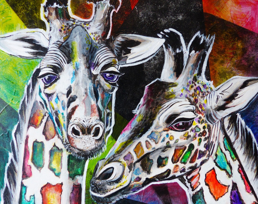 Original Painting on Canvas psychedelic Giraffes, Acrylic - Etsy
