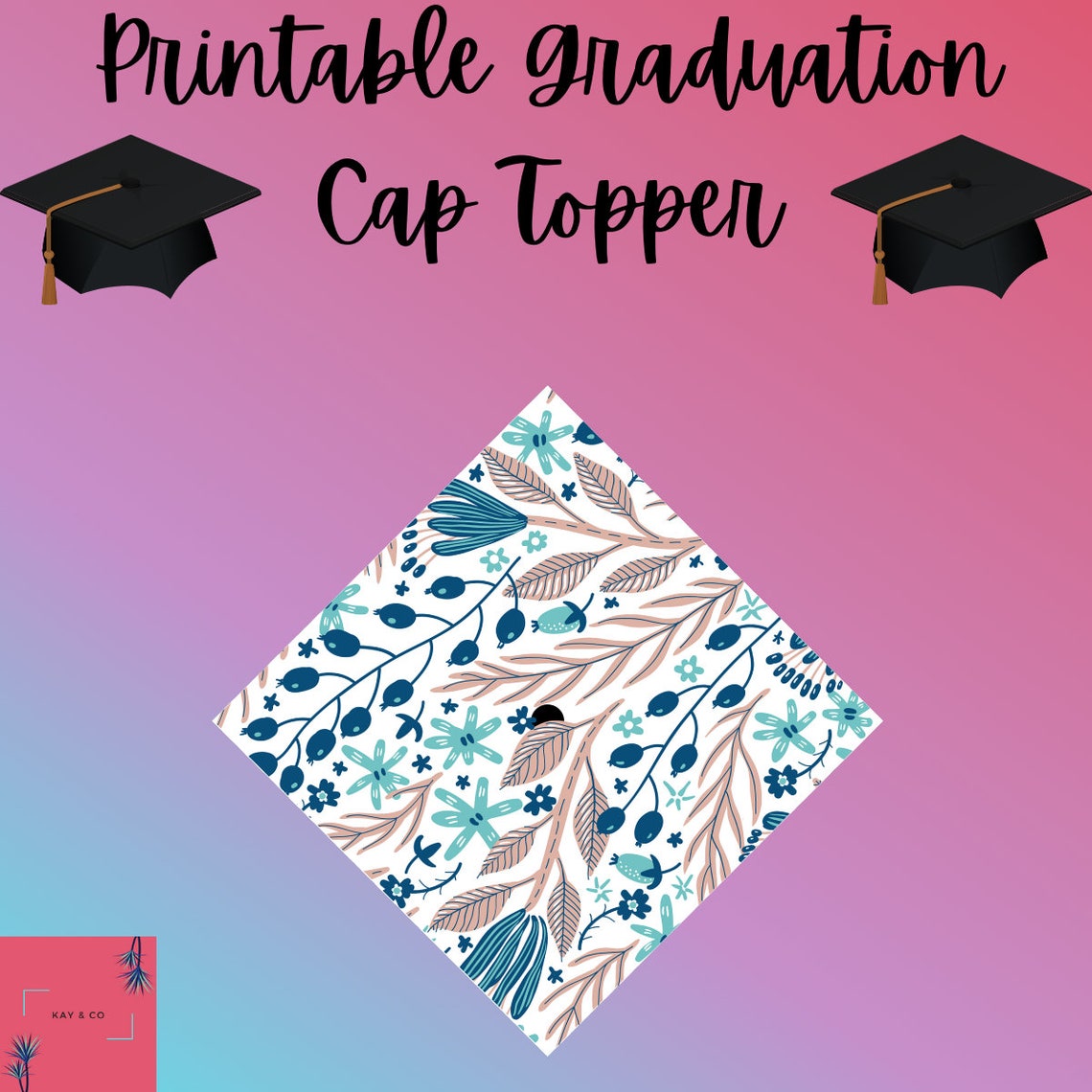 Printable Graduation Cap Topper // Leaves // Tropical // 2022 - Etsy
