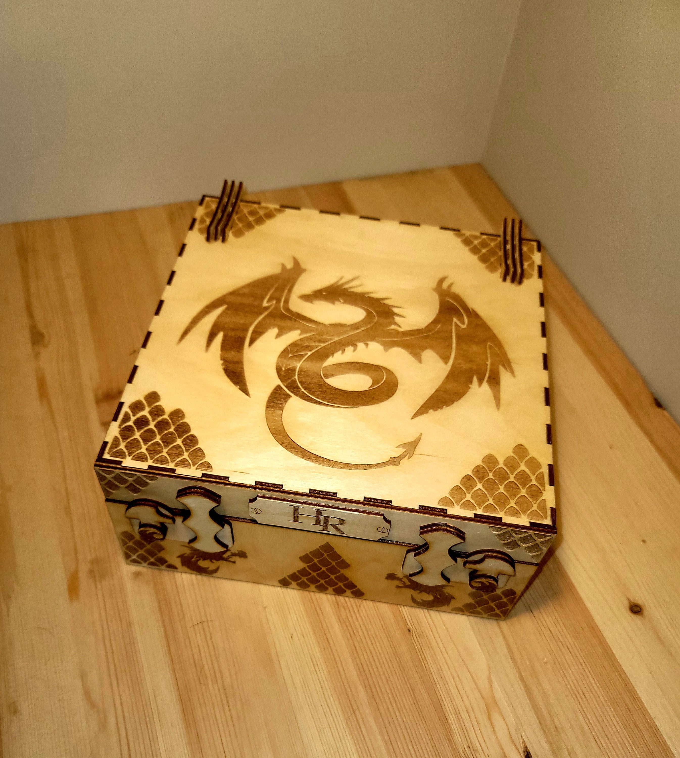 DRAGON ORGANIZING LOCK Box With Hinges and Drawers, Svg, Pdf, Eps, Dxf ...