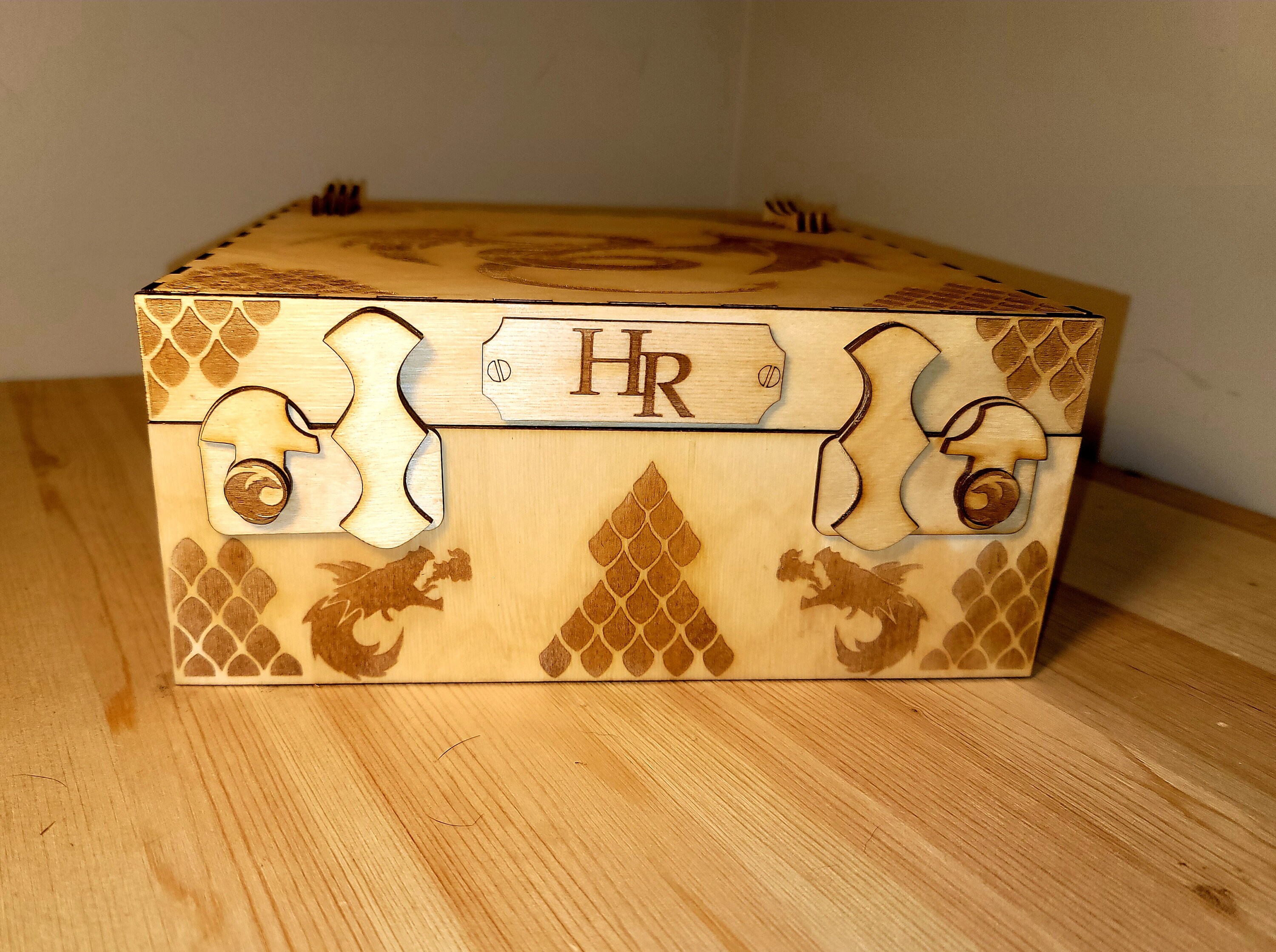 DRAGON ORGANIZING LOCK Box With Hinges and Drawers, Svg, Pdf, Eps, Dxf ...