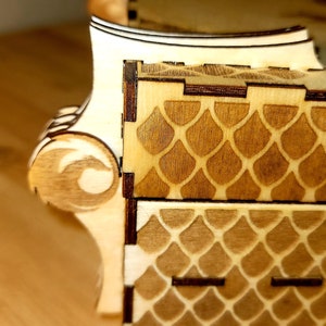 DRAGON ORGANIZING LOCK Box With Hinges and Drawers, Svg, Pdf, Eps, Dxf ...