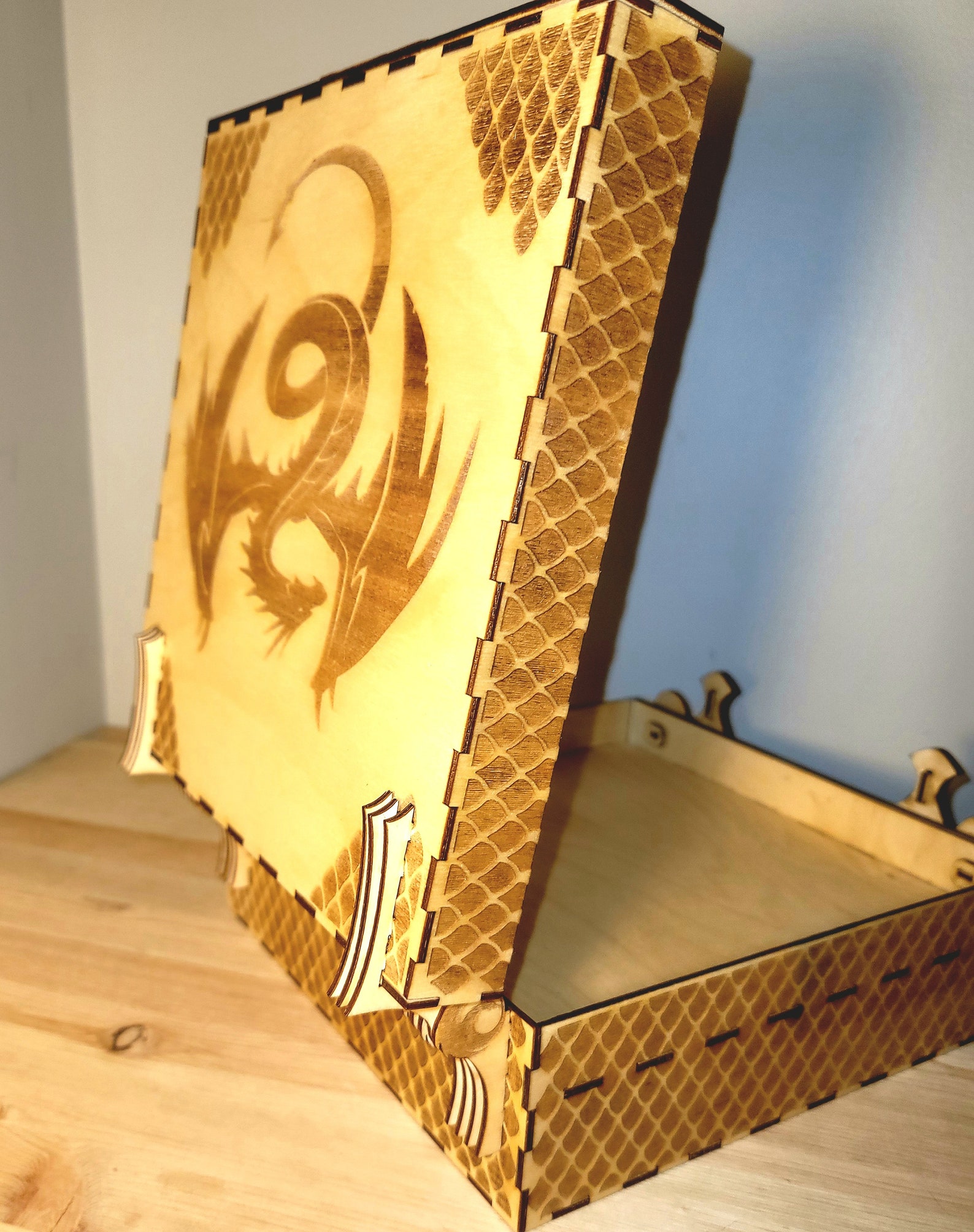 DRAGON ORGANIZING LOCK Box With Hinges and Drawers, Svg, Pdf, Eps, Dxf ...