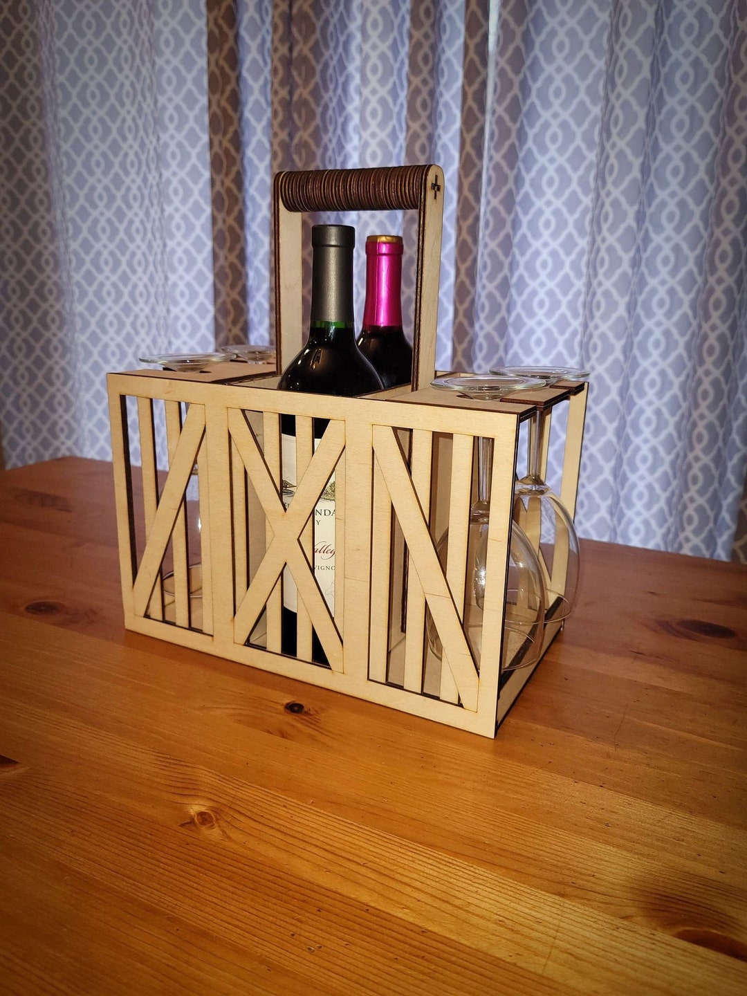 DUAL WINE CADDY - Wine Box Svg - Laser Cut Pattern - Wine Caddy Svg ...