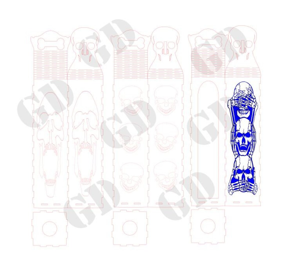 SKULL BOX SVG Skull Wine Box Halloween Box Svg Hear No - Etsy