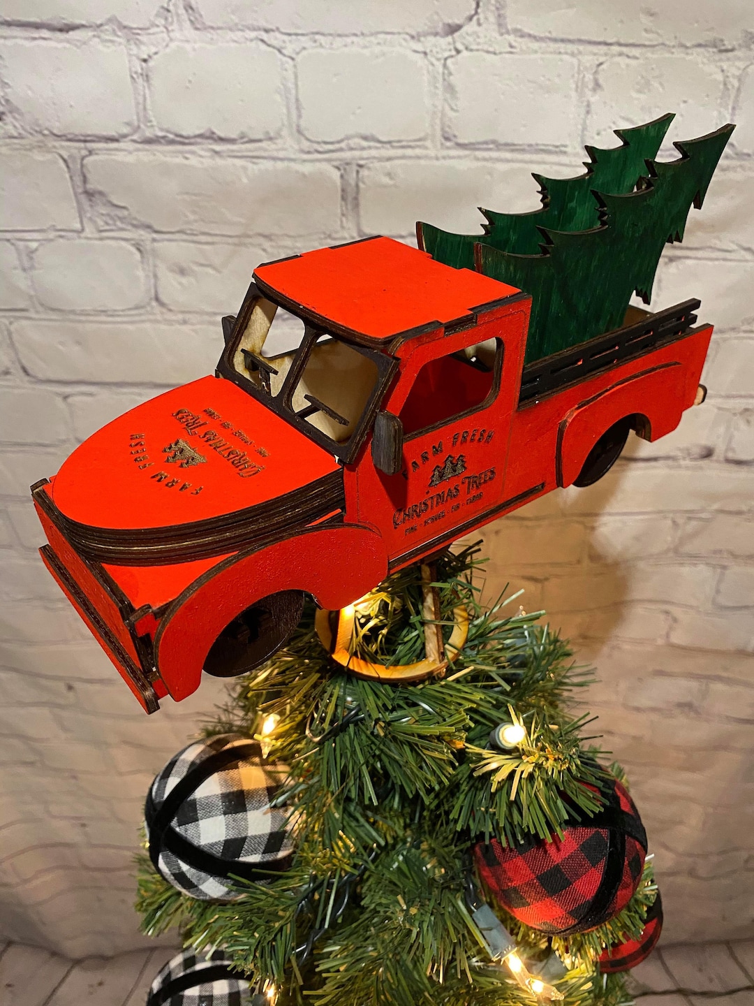 VINTAGE HOLIDAY TRUCK Christmas Tree Topper Svg, Pdf, Instant Download ...