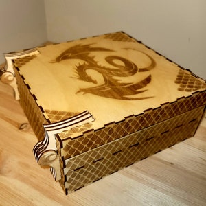 DRAGON ORGANIZING LOCK Box With Hinges and Drawers, Svg, Pdf, Eps, Dxf ...