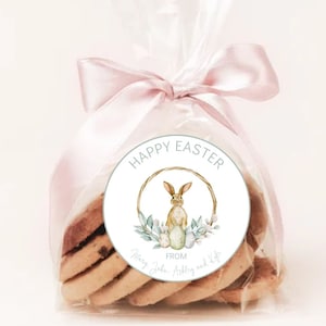 Editable Easter Bunny Label Template, 2 Inch Round Easter Gift Tag or ...