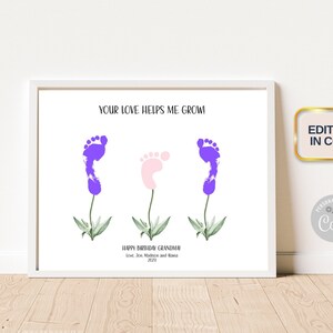 Custom Names Mother's Day Handprint Art Flower, Footprint Art Keepsake ...