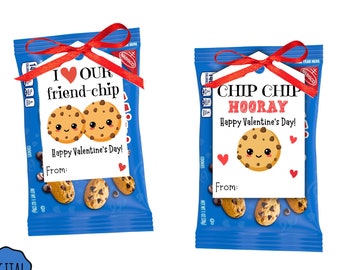 Editable Chip Chip Hooray, Cookie Valentine Tag, Valentines for School ...
