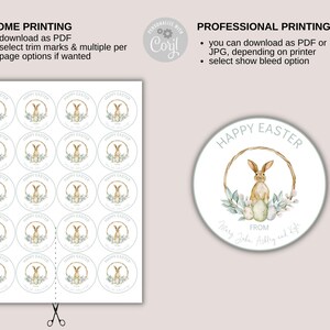 Editable Easter Bunny Label Template, 2 Inch Round Easter Gift Tag or ...