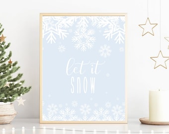 8x10 Let It Snow Printable Wall Art, Let It Snow Sign, Christmas ...