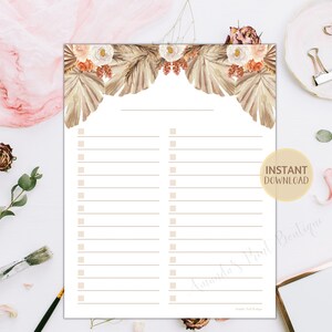 Boho Floral Printable to Do List, Watercolor Floral Planner Insert ...