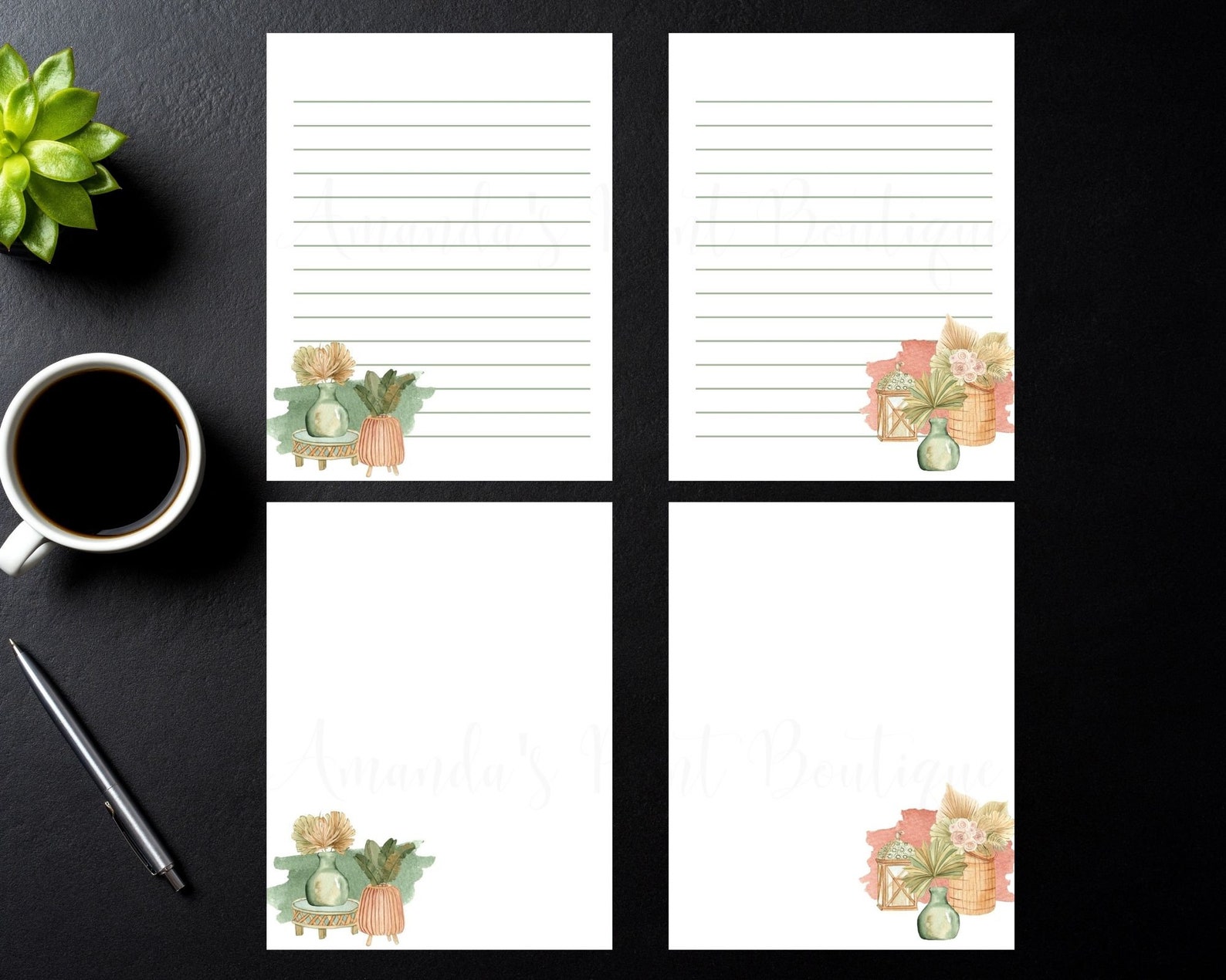 Boho Floral Printable Stationery 8.5x11 & A4/digital Printable - Etsy