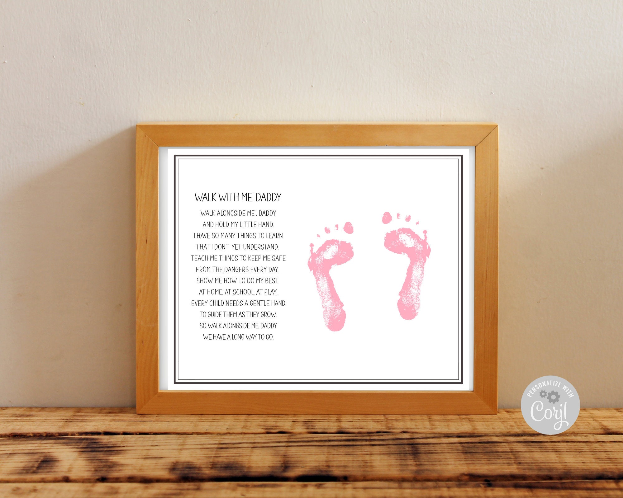 Editable Poem Footprint/handprint Keepsake, Walk With Me Daddy, Fathers ...
