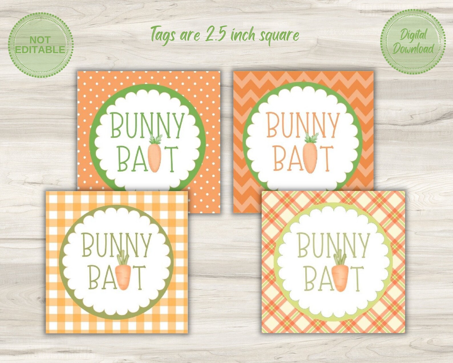 Easter Bunny Bait Printable Square 2.5" Cookie Tag, Bunny Bait Cookie ...