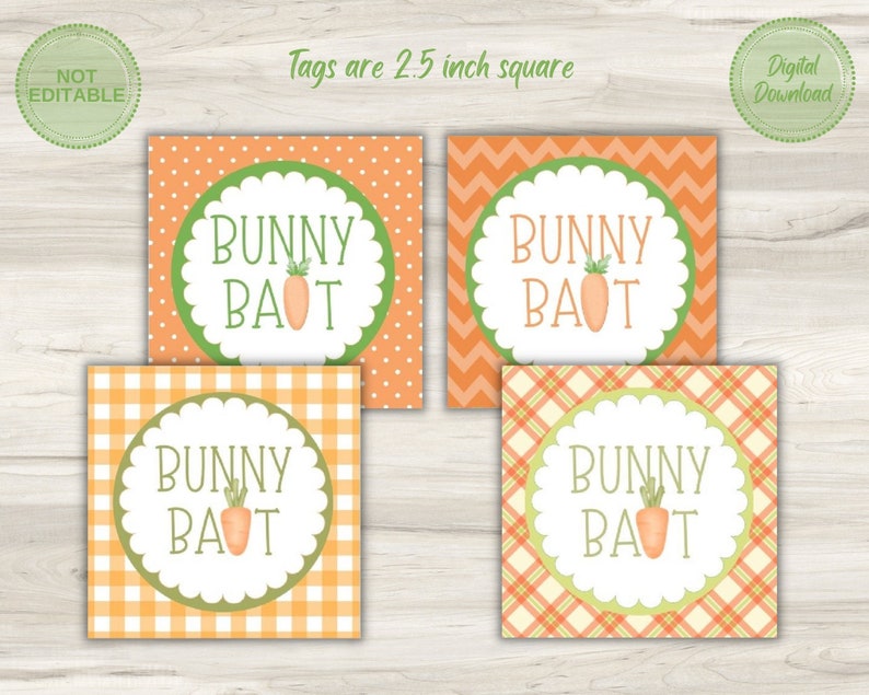 Easter Bunny Bait Printable Square 2.5 Cookie Tag, Bunny Bait Cookie ...