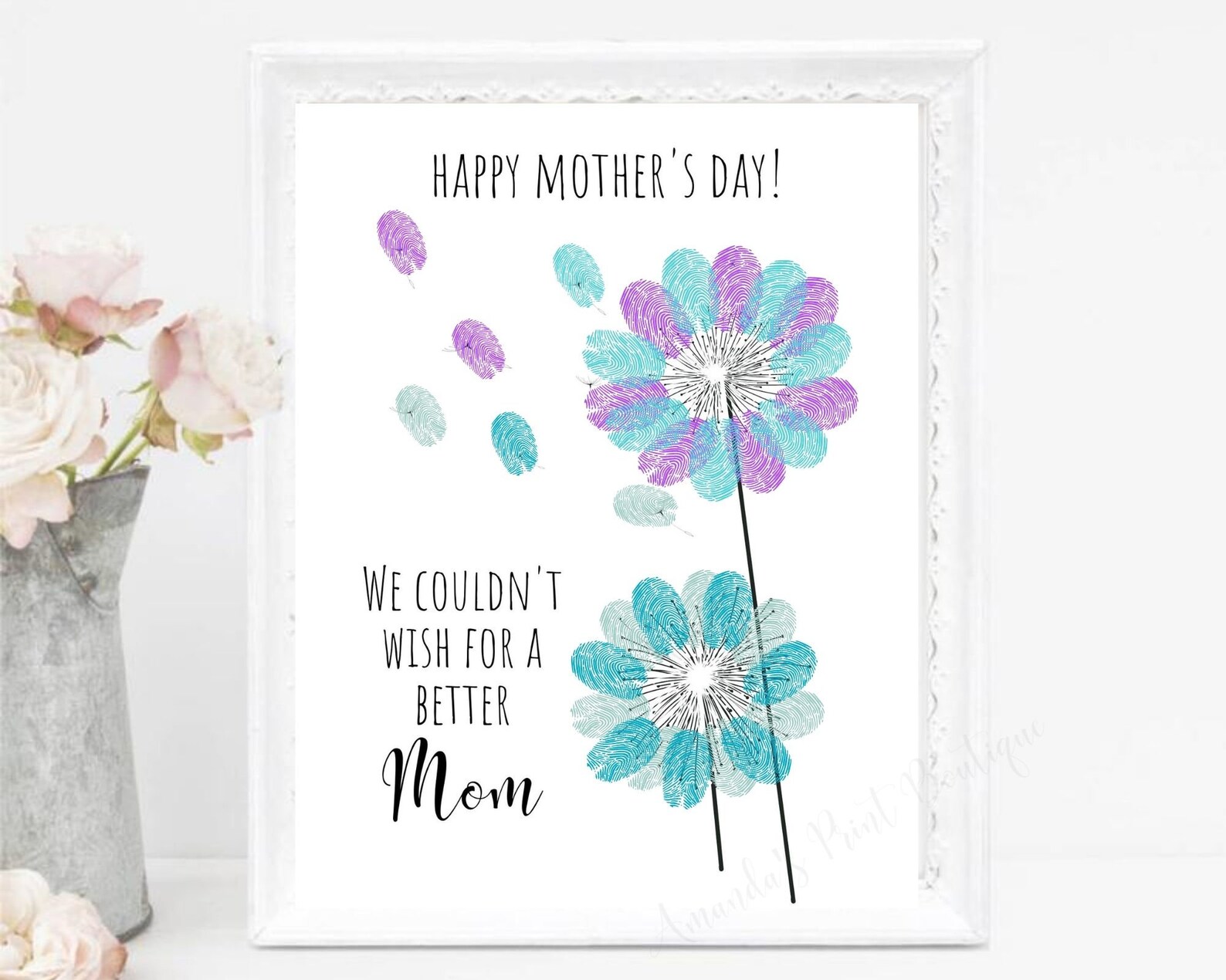 Printable Dandelion Fingerprint Art / Keepsake Craft / Baby Toddler ...