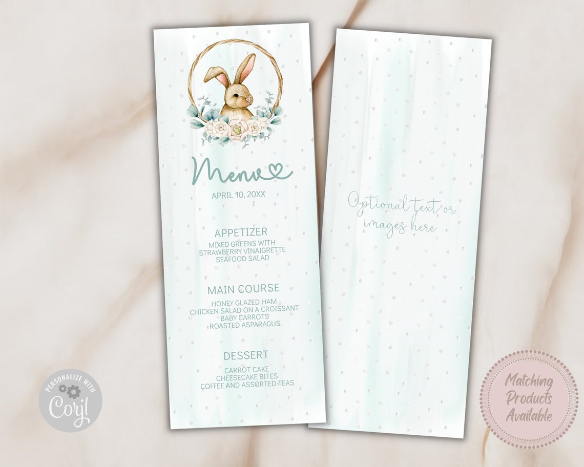 Little Bunny Menu Template Printable Shower Menu Gender | Etsy