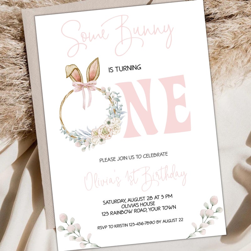 Bunny Invitation - Etsy