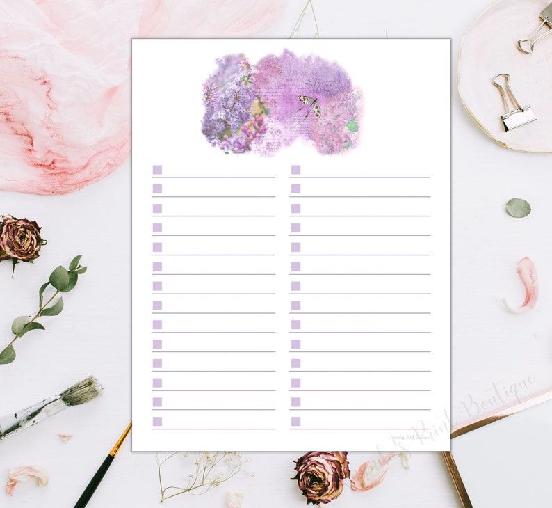 Printable to Do List, Watercolor Purple Floral Planner Insert, Lavender ...