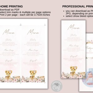 Editable Boho She's a Wild One Menu Template, Jungle Animal Menu Card ...