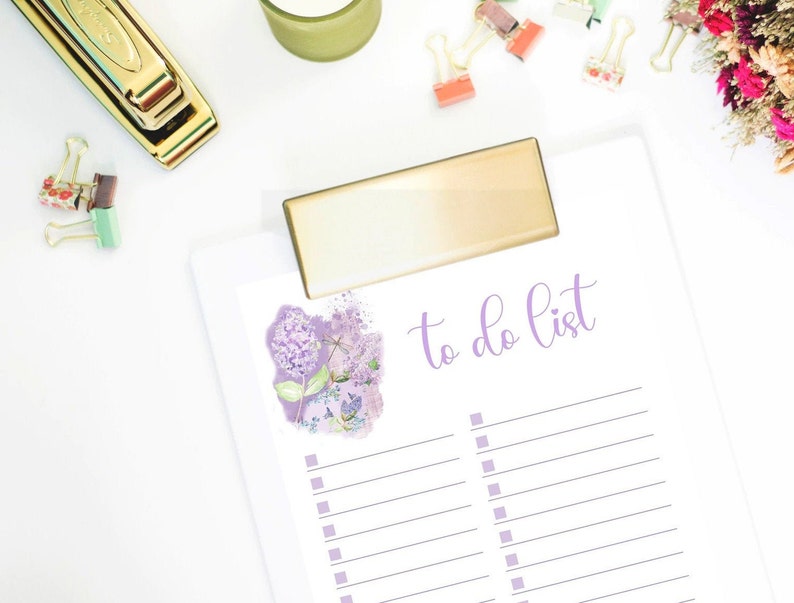 Printable to Do List, Watercolor Purple Floral Planner Insert, Lavender ...