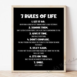 7 Rules of Life Poster, Motivational Wall Art (digital Download) - Etsy