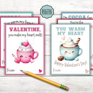 Hot Cocoa Valentines Day for School Valentines, Hot Chocolate Valentine ...