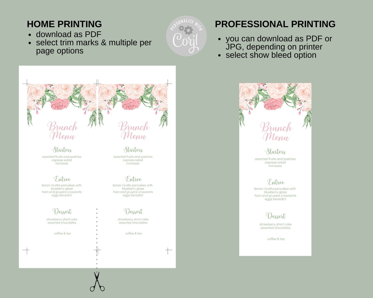 Editable Pink Floral Menu Template Printable, Tea Party Menu, Shower ...