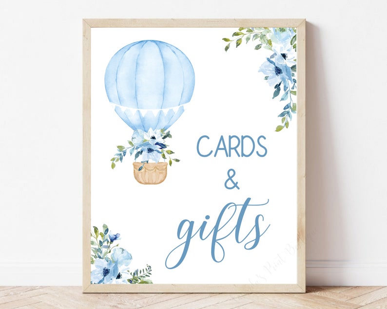 Blue Hot Air Balloon Baby Shower Signs, Babies Are Sweet Please Take a ...