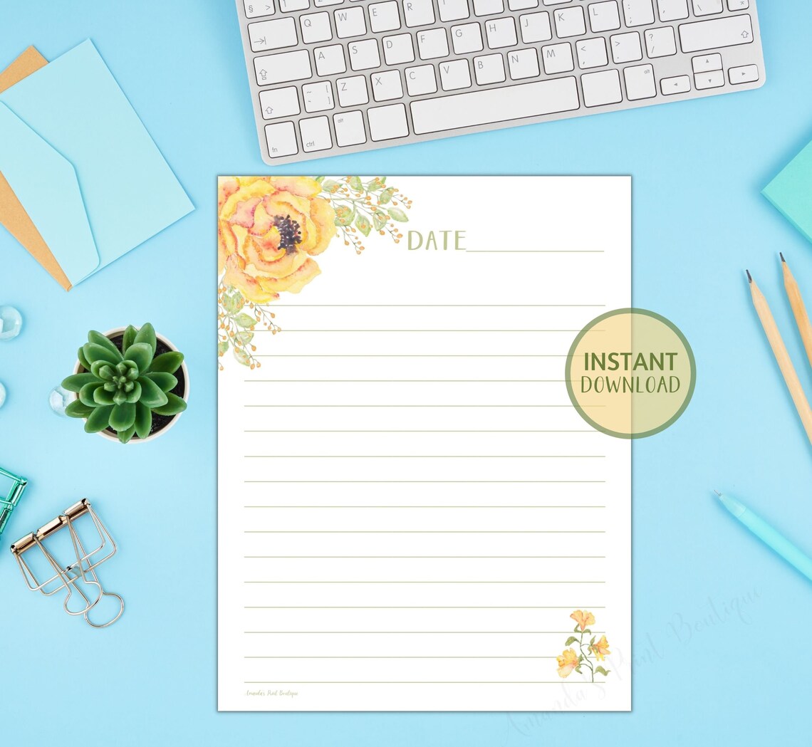 Printable to Do List Watercolor Floral Planner Insert Yellow - Etsy