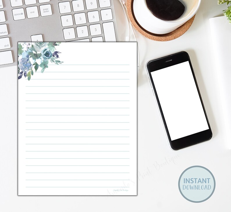 Printable to Do List Watercolor Floral Planner Insert Blue | Etsy