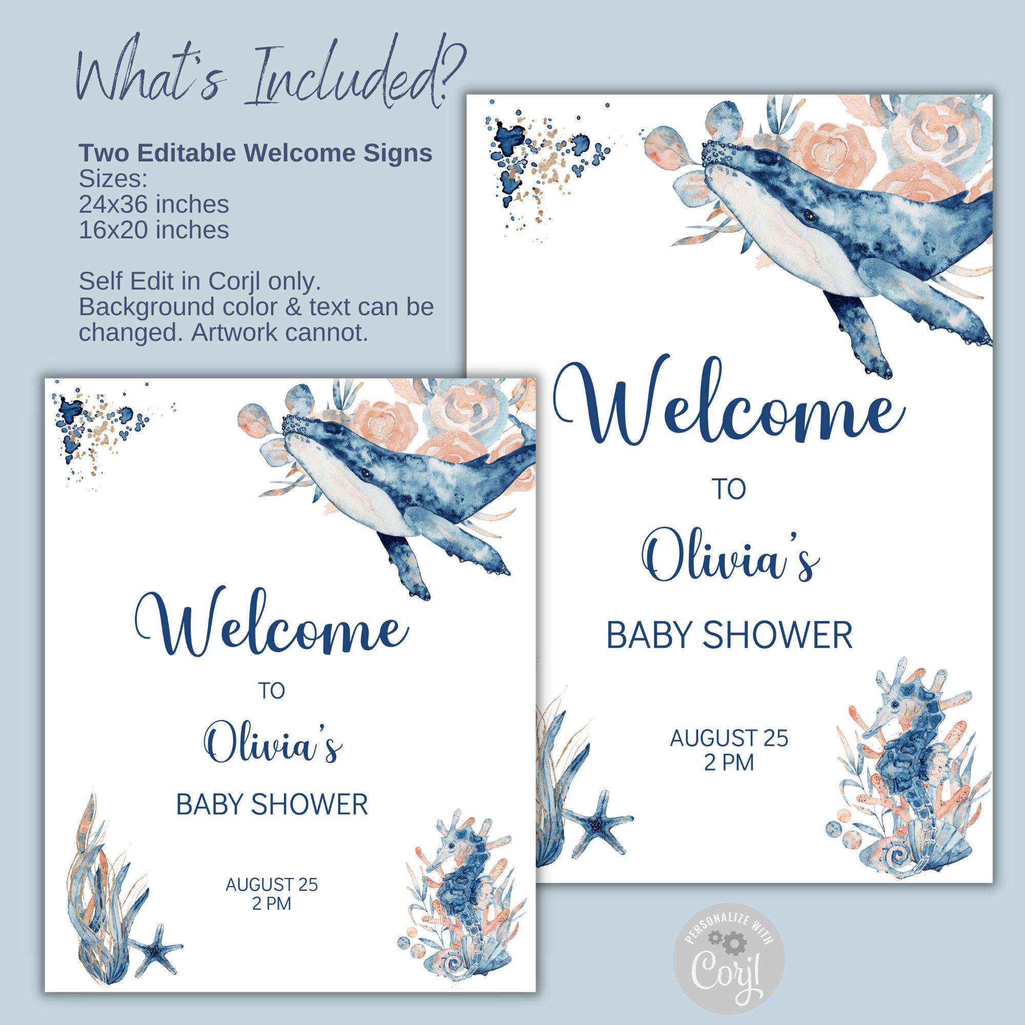 Ocean Baby Shower Welcome Sign Bridal Welcome Sign Under the - Etsy