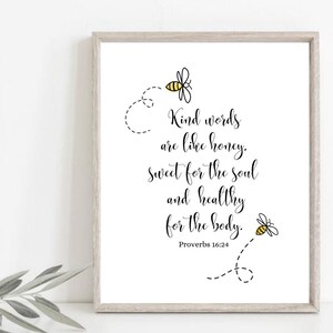 Kind Words Are Like Honey Proverbs 16:24, Printable Scripture Verse ...