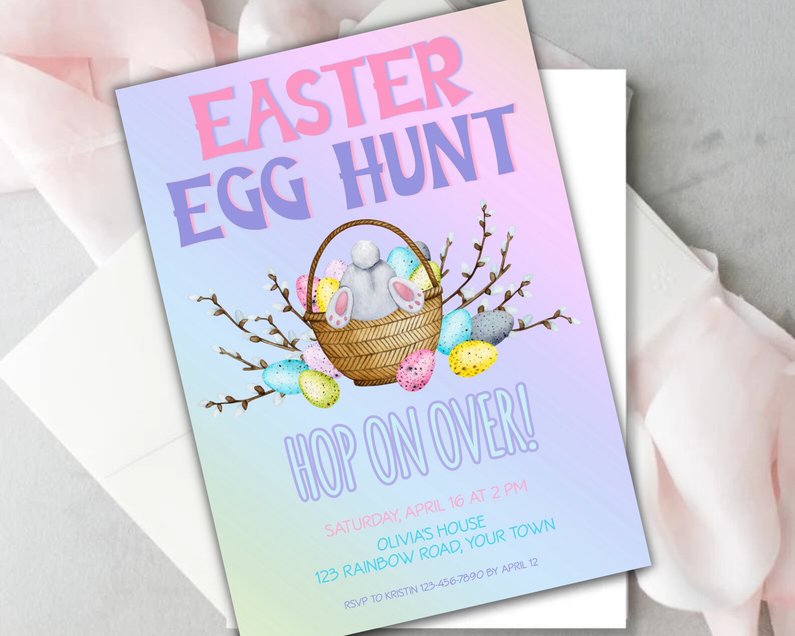 Editable Easter Egg Hunt Invitation Template Hop on Over | Etsy