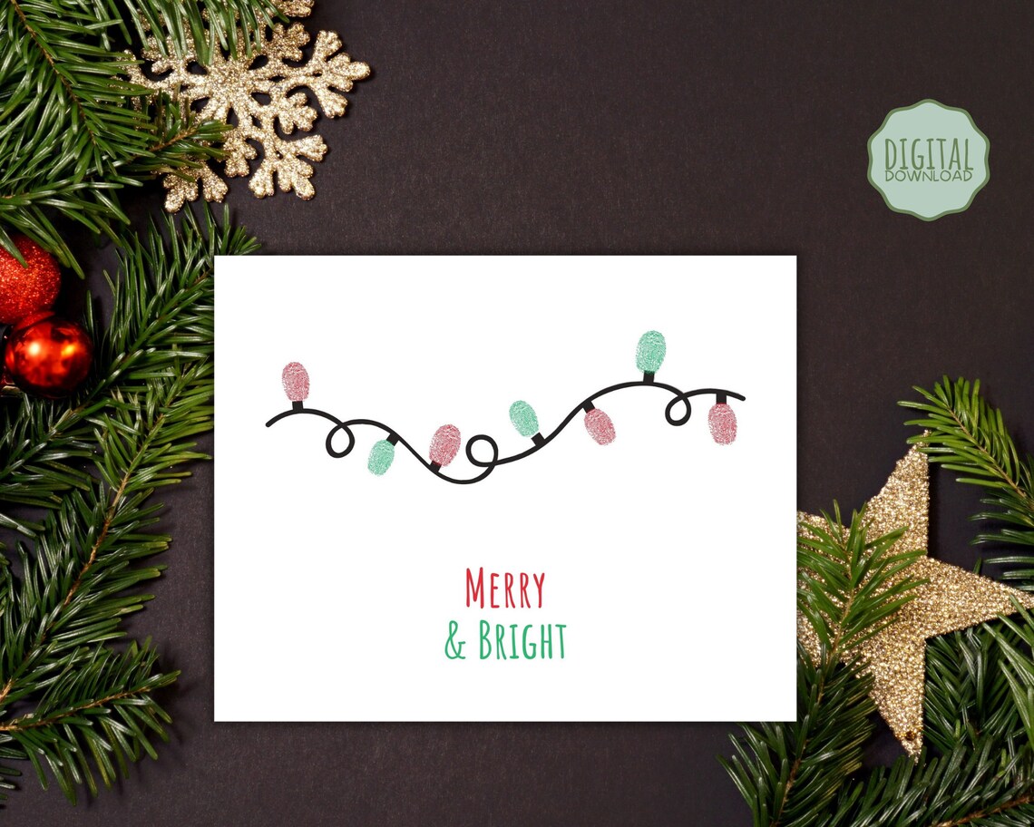 Christmas Fingerprint Art / Christmas Lights Art Printable/ Keepsake ...