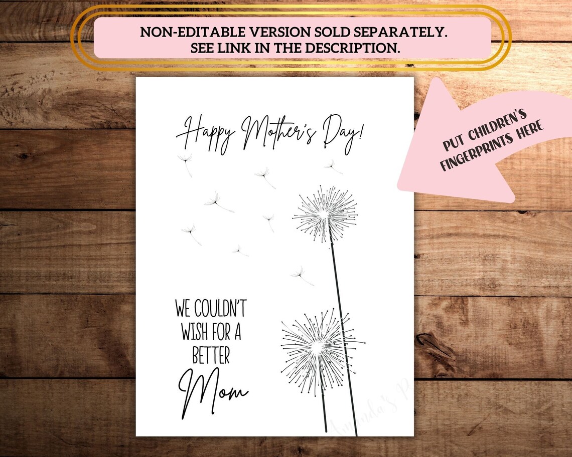 Editable Printable Dandelion Fingerprint Art / Keepsake Craft - Etsy