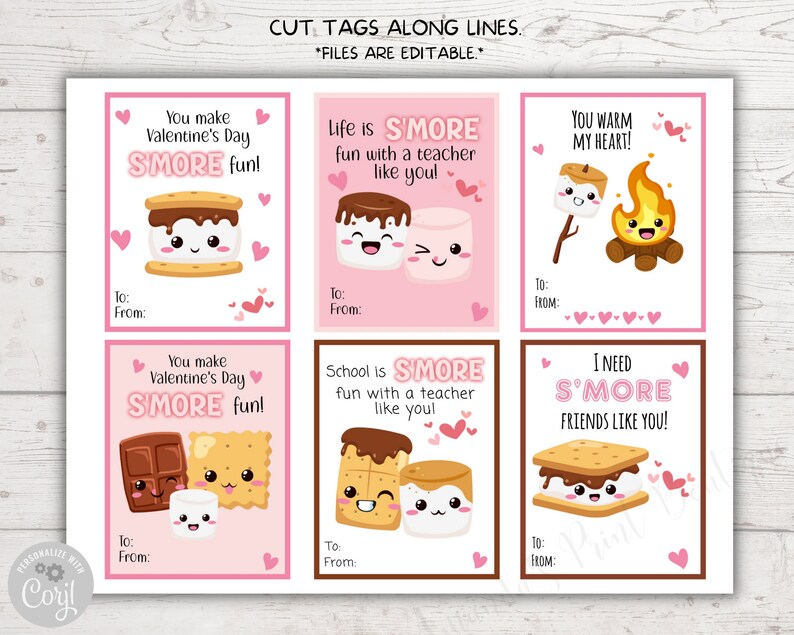 Editable S'mores Valentines Day for School Valentines, Valentine's Day ...