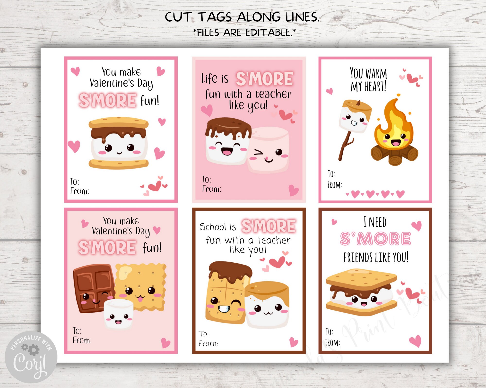 Editable S'mores Valentines Day for School Valentines, Valentine's Day ...
