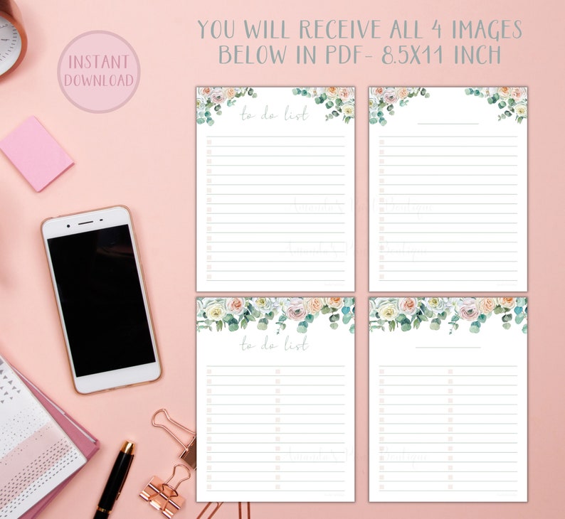Printable to Do List Watercolor Blush Boho Floral Planner - Etsy
