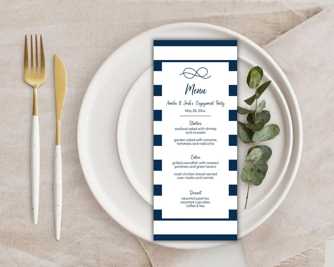 Editable Nautical Menu Template Printable, Tying the Knot Bridal Shower ...