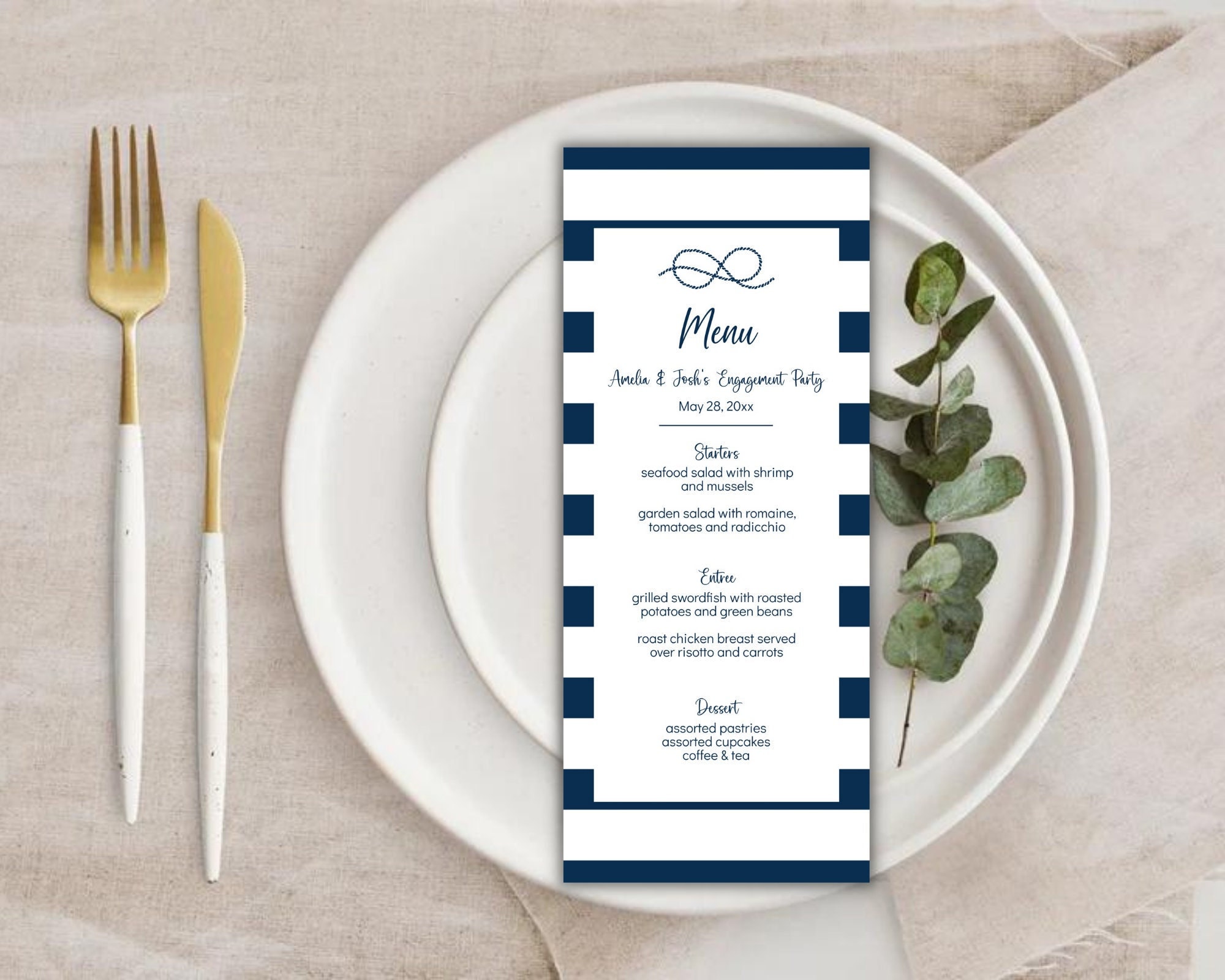 Editable Nautical Menu Template Printable Tying the Knot - Etsy