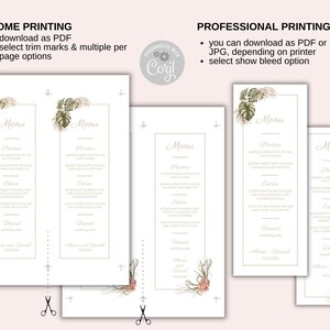 Boho Menu Card Template Lunch/ Dinner / Brunch Menu Printable ...