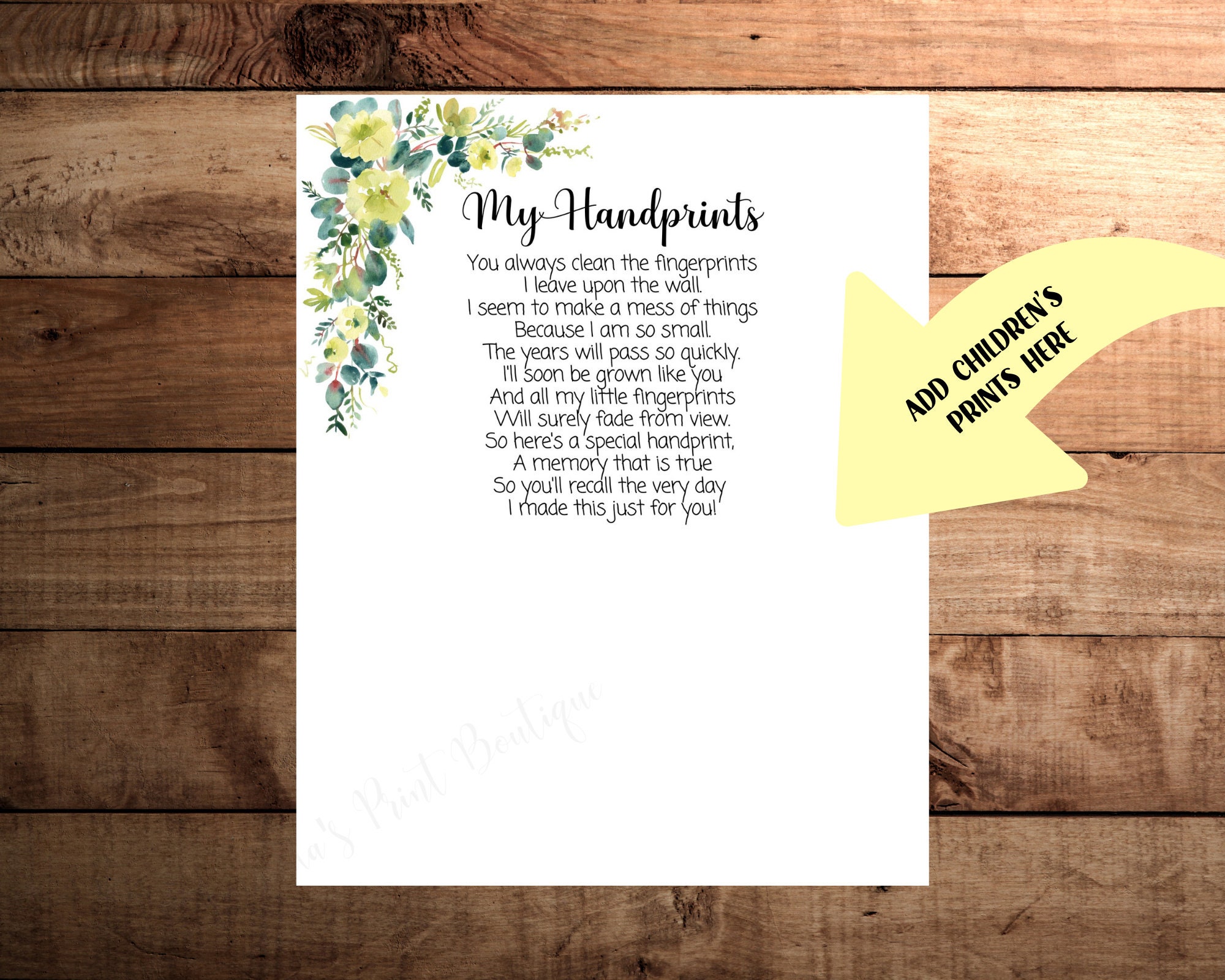 My Handprints Poem/ Handprint Art / Keepsake Craft / Baby Toddler Child ...