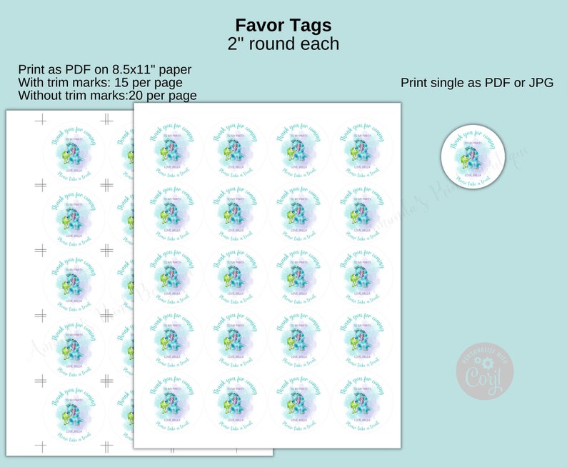 Monsters Birthday Party Label Template Editable Birthday 2 - Etsy