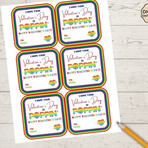 Valentine Pop It Gift Tags, Rainbow Pop It Gift Label, Valentine's Day ...