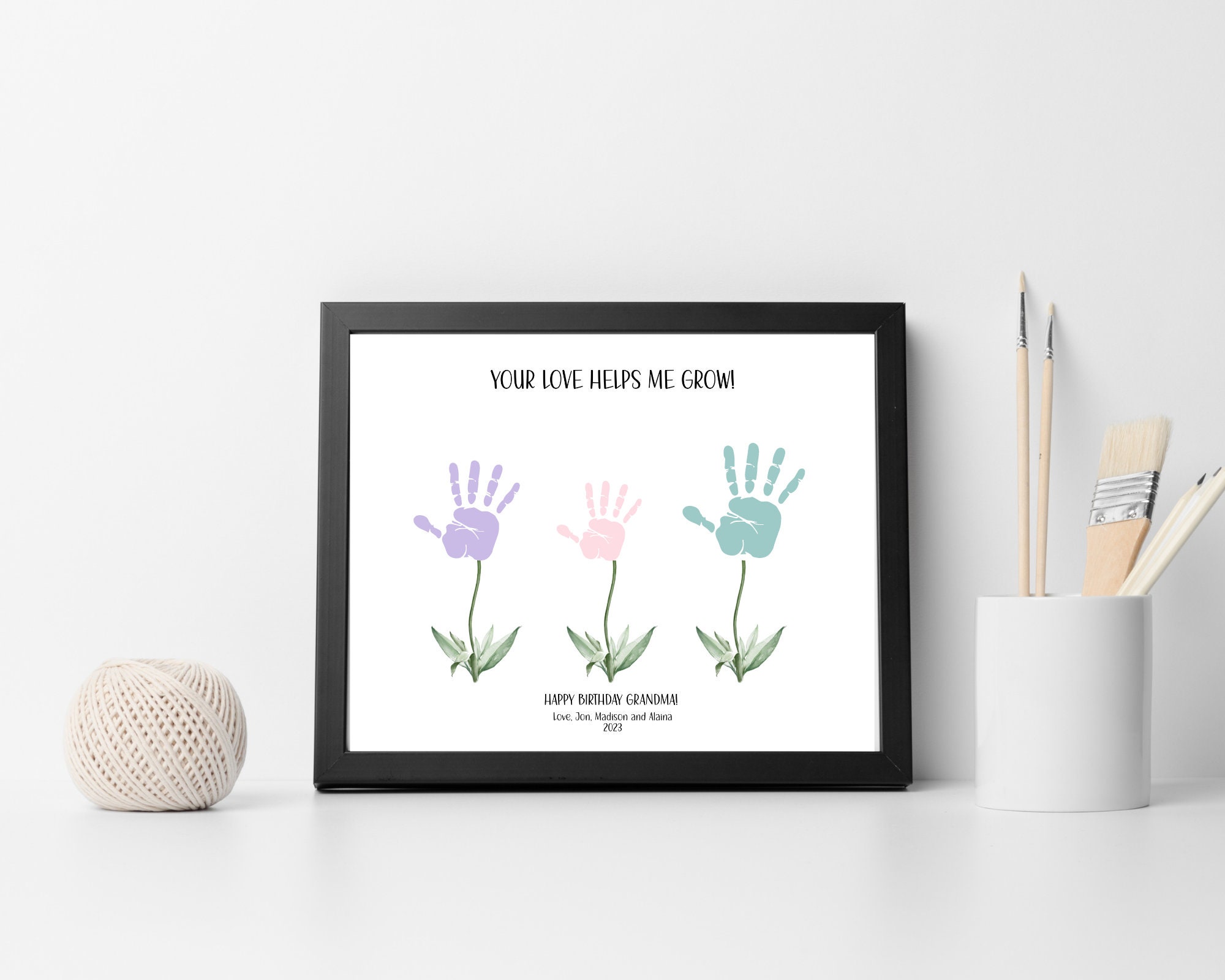 Custom Names Mother's Day Handprint Art Flower, Footprint Art Keepsake ...