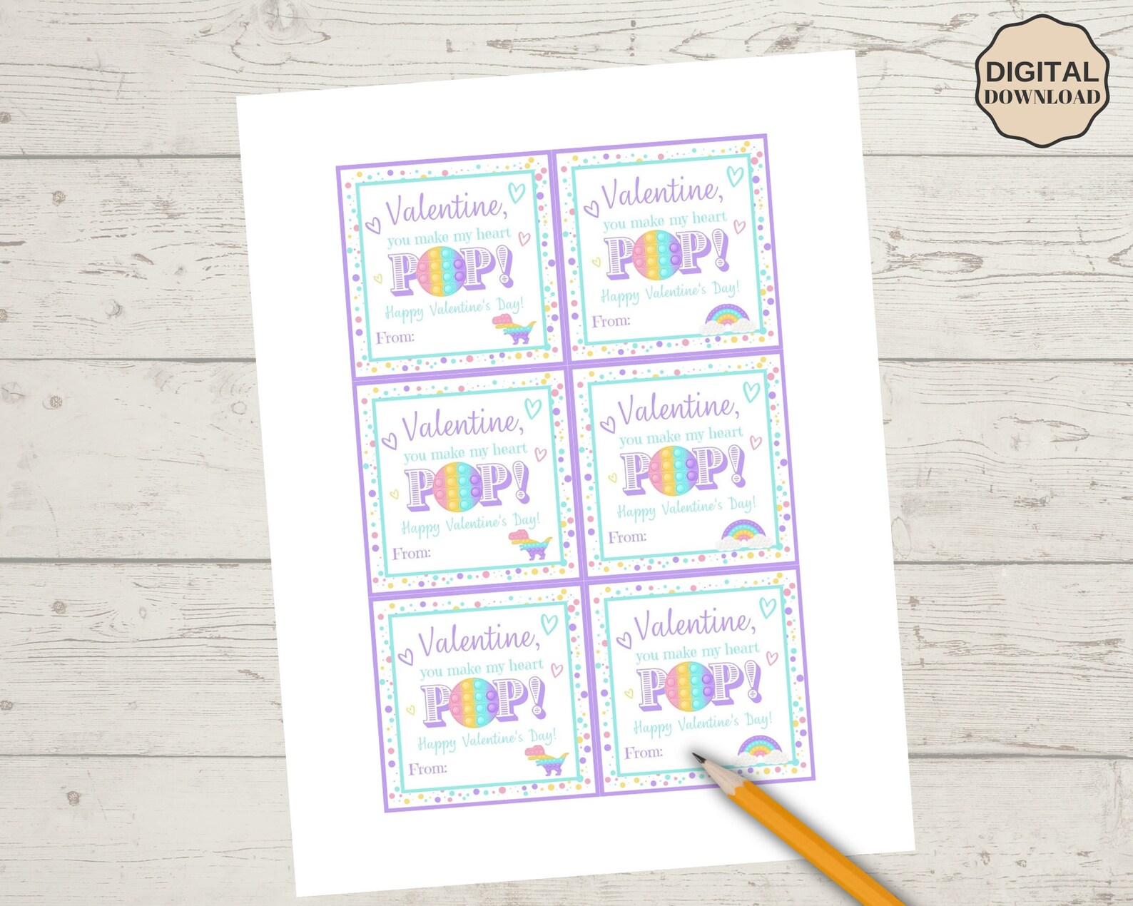 Valentine Pop It Gift Tags Pop It Gift Label Valentine's | Etsy